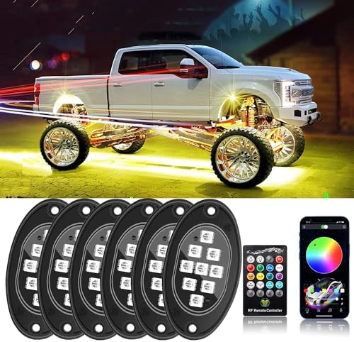 6 Pods RGB LED Rock Lights, Waterproof Multicolor Neon Underglow Light ...