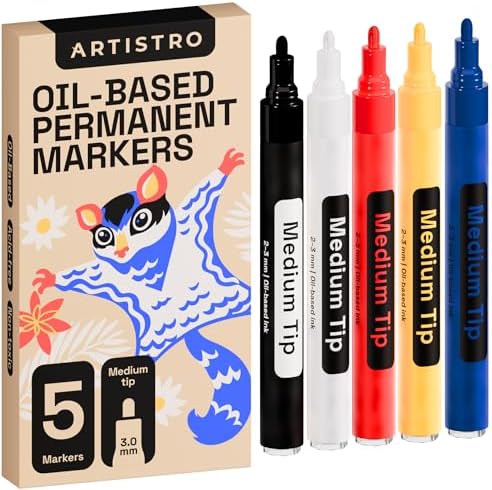 Amazon.com: ARTISTRO 5 Oil-Based Permanent Paint Markers - Assorted ...