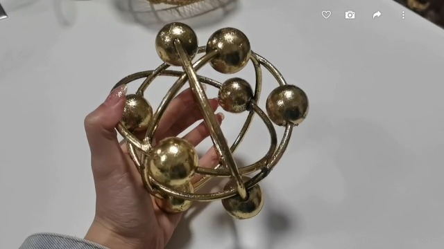6 Inch Metal Decorative Balls Cream Metal Band Sphere, 6 Inches
