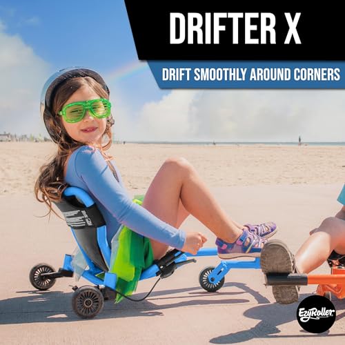 EzyRoller New Drifter-X Ride on Toy for Ages 6 and Older, Up to 150lbs. - Blue - Drift Kart