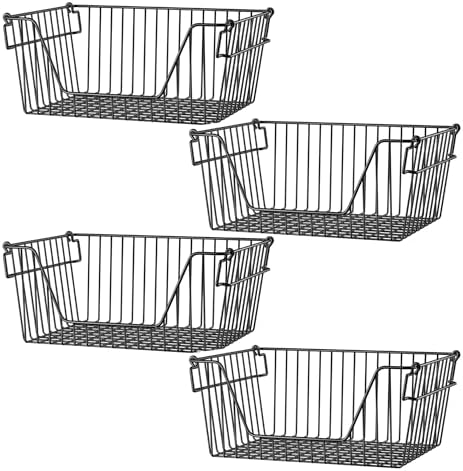 SANNO Black Stackable Wire Baskets Stacking Bins for Vegetable Storage ...