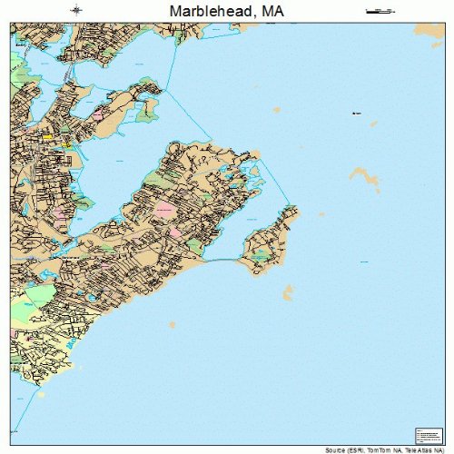 Large Street & Road Map of Marblehead, Massachusetts MA - Printed ...