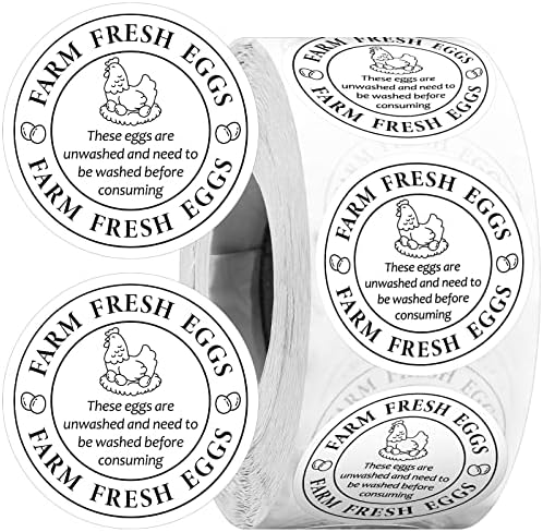 Fuutreo 1000 Pcs Farm Fresh Eggs Carton Labels 1.5 Inch Round Self ...
