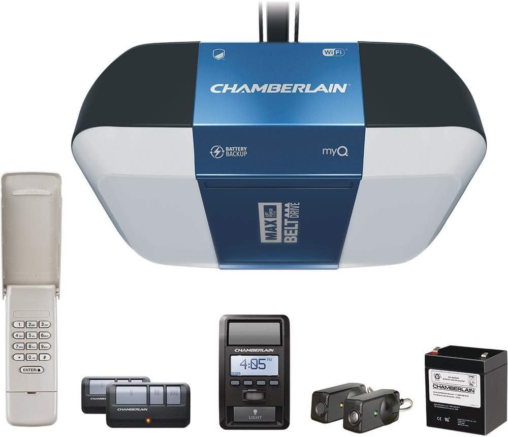 Chamberlain B4655T Secure View ¾ HP LED Video Smart Quiet Belt Drive ...