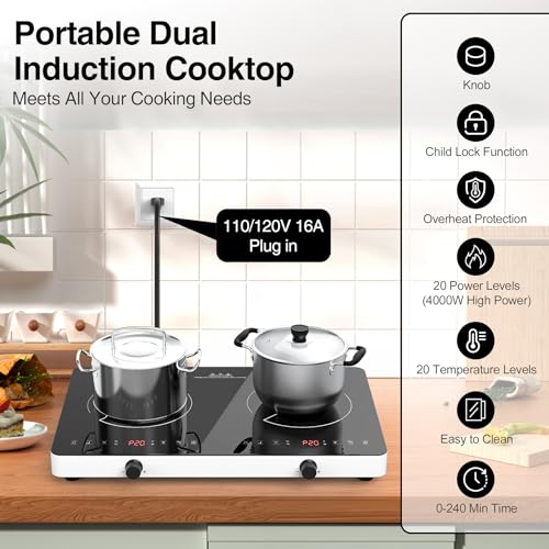 Snapklik.com : VBGK Double Induction Cooktop,4000W 120V Portable ...