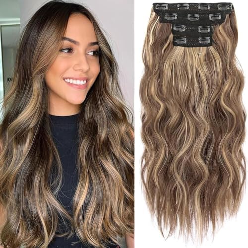 Amazon.com : 6Pcs Hair Extensions Clip Ins Clip In Honey Blonde Mixed ...