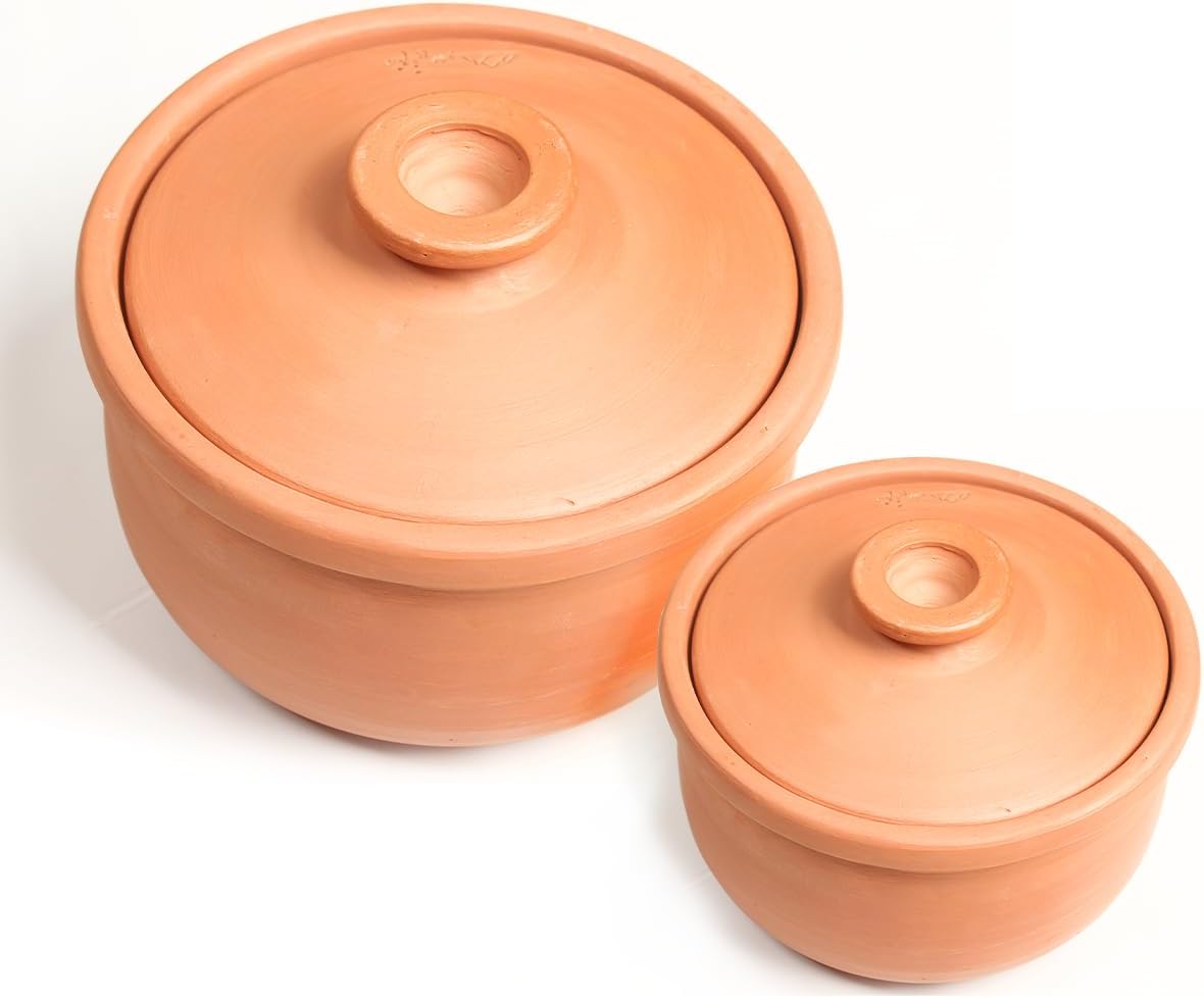 Amazon.com: Kitchen Clay Cooking Pot Set – Set of Two - Traditional ...