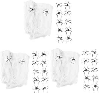 Amazon.com: TOYANDONA 3 Sets Halloween Spider Cotton Web Extra Fake ...