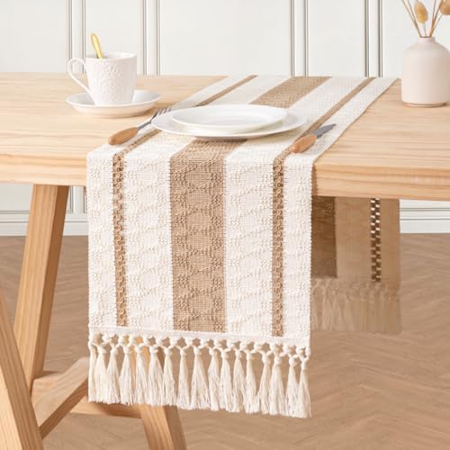 Amazon.com: Ivory Macrame Table Runner Cream Boho Table Runner with ...