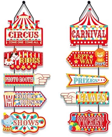 Amazon.com: 20 Pieces Circus Carnival Party Direction Signs Decor ...