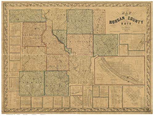 Amazon.com: Morgan County Ohio 1854 - Wall Map with Homeowner Names ...