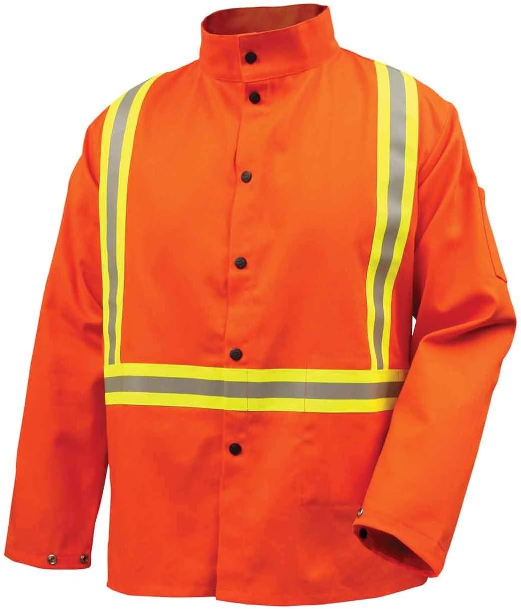 Amazon.com: Black Stallion JF1010-OR Hi-Vis Welding Jacket with FR ...