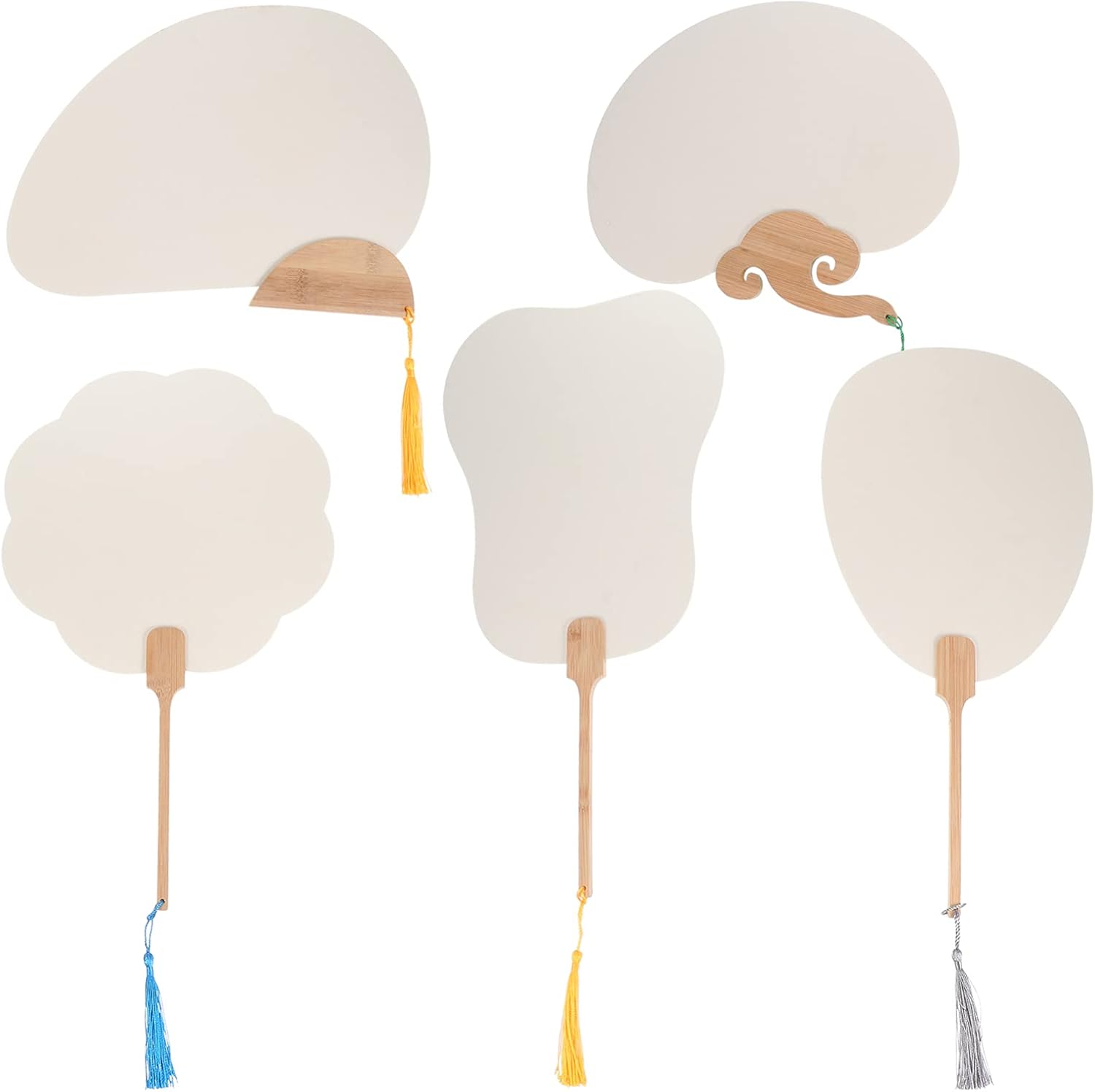 Amazon.com: Ciieeo Chinese Round Fans 5pcs Uchiwa Fan Making Wooden ...