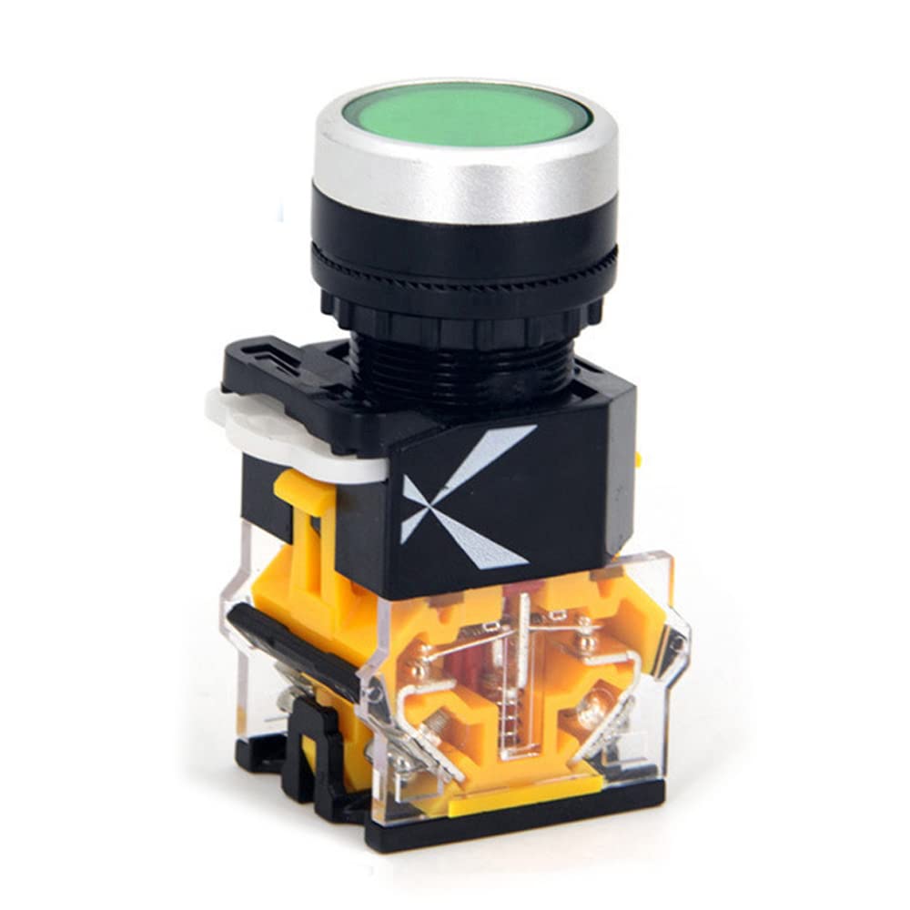 Snapklik.com : 22mm NO+NC Start Stop DPST Latching Momentary Push Button Switch SelfLock 220V ...