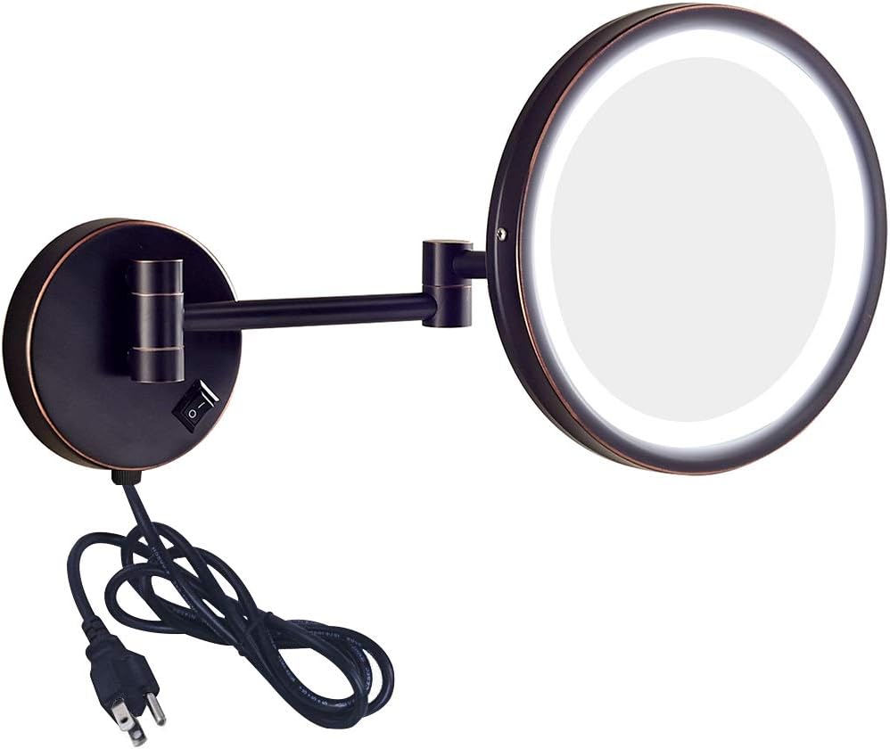 Amazon.com - Nicesail LED Lighted Wall Mount Mirror 8.5-Inch with 7X ...