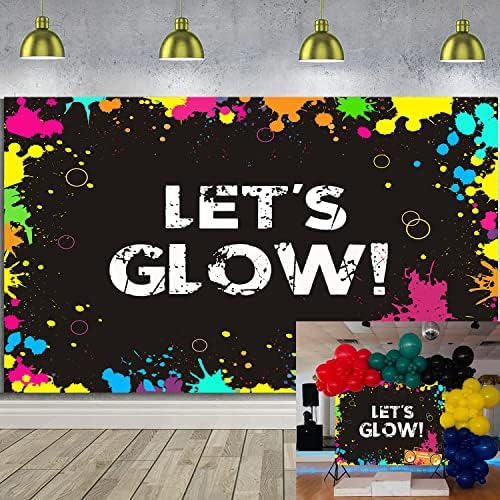 Amazon.com : Mocsicka Glow Neon Party Backdrop Let's Glow Splatter ...