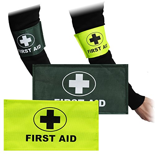 Triple Pack Yellow First Aider Aid ID Identification Armband Badge ...