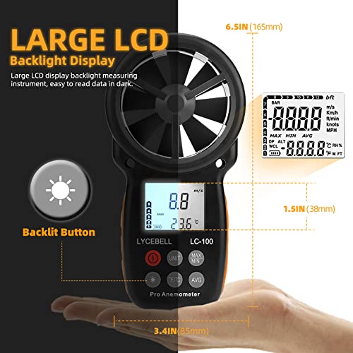 Anemometer Handheld, Portable Anemometer for Measuring Wind Speed ...