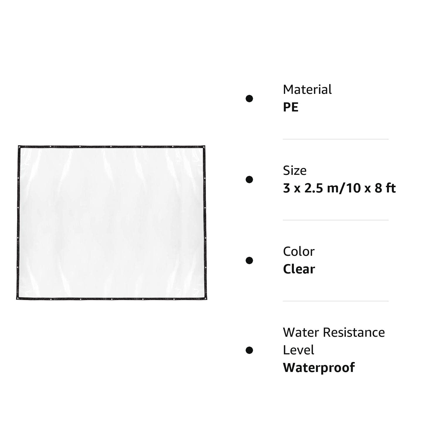 Lrnn Clear Waterproof Cover Tarp 10 x 8 ft Plastic Tarps Heavy Duty ...
