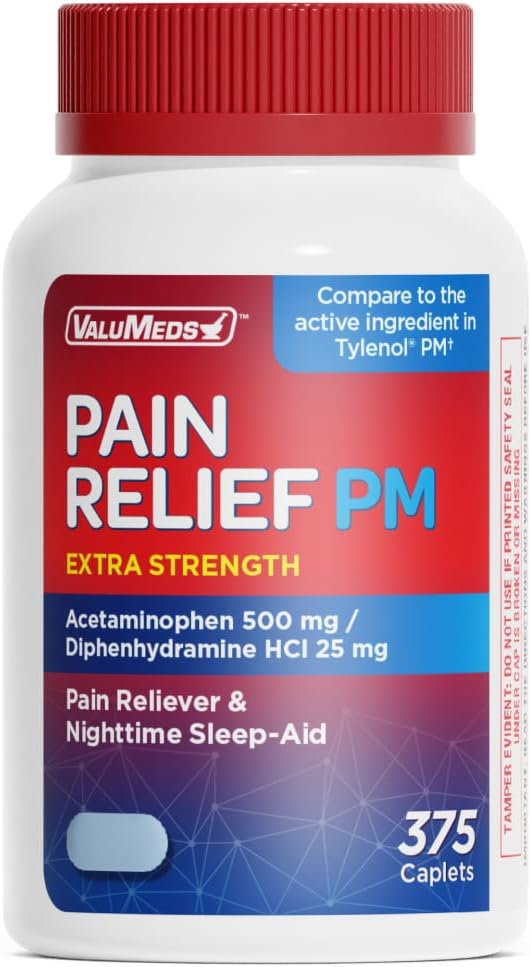 Amazon.com: ValuMeds PM Pain Reliever and Nighttime Sleep Aid (375 ...