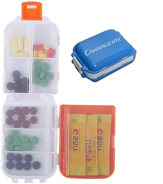 Cannagenix Medicine Mini Vitamin Pill Tablet Case Organizer Travel 8 ...