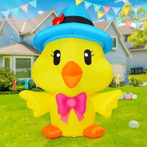 Amazon.com: GOOSH 5.2 FT Easter Inflatables Chicken Outdoor Decorations ...