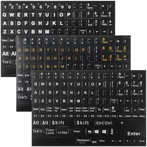 3 PCS English Keyboard Stickers Big Letter Full Set, Universal Computer ...