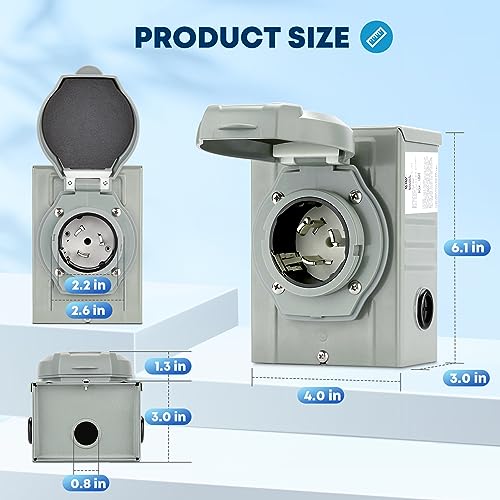 Snapklik.com : Kohree 50Amp Generator Power Inlet Box NEMA 3R/SS2-50P ...