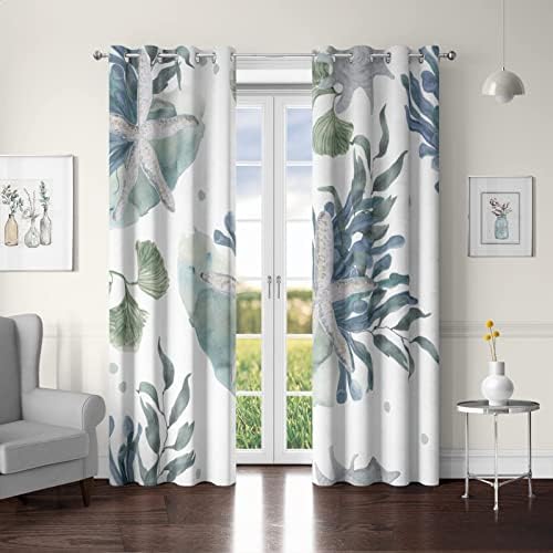 Amazon.com: Nautical Coastal Window Curtain Beach Ocean Themed 50% ...