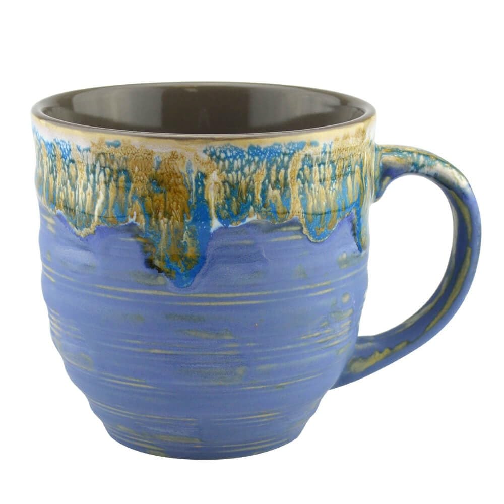 Amazon.com: Mug Large Coffee Mugs 20 Ounce Blue Unique Glazed Ceramic ...