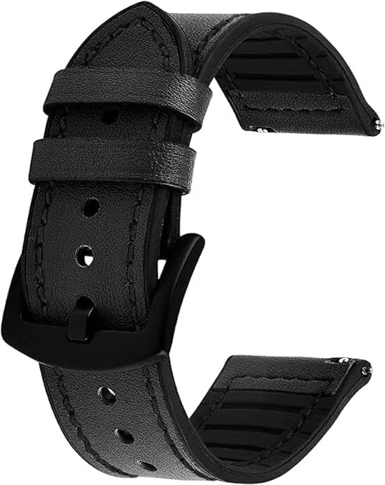 GadgetBite 20mm Vegan Leather Smartwatch Strap with Metal Buckle ...