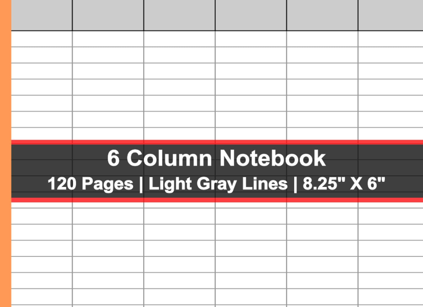 6 Column Notebook in Landscape Format: 120 Pages (Double-sided Printing ...