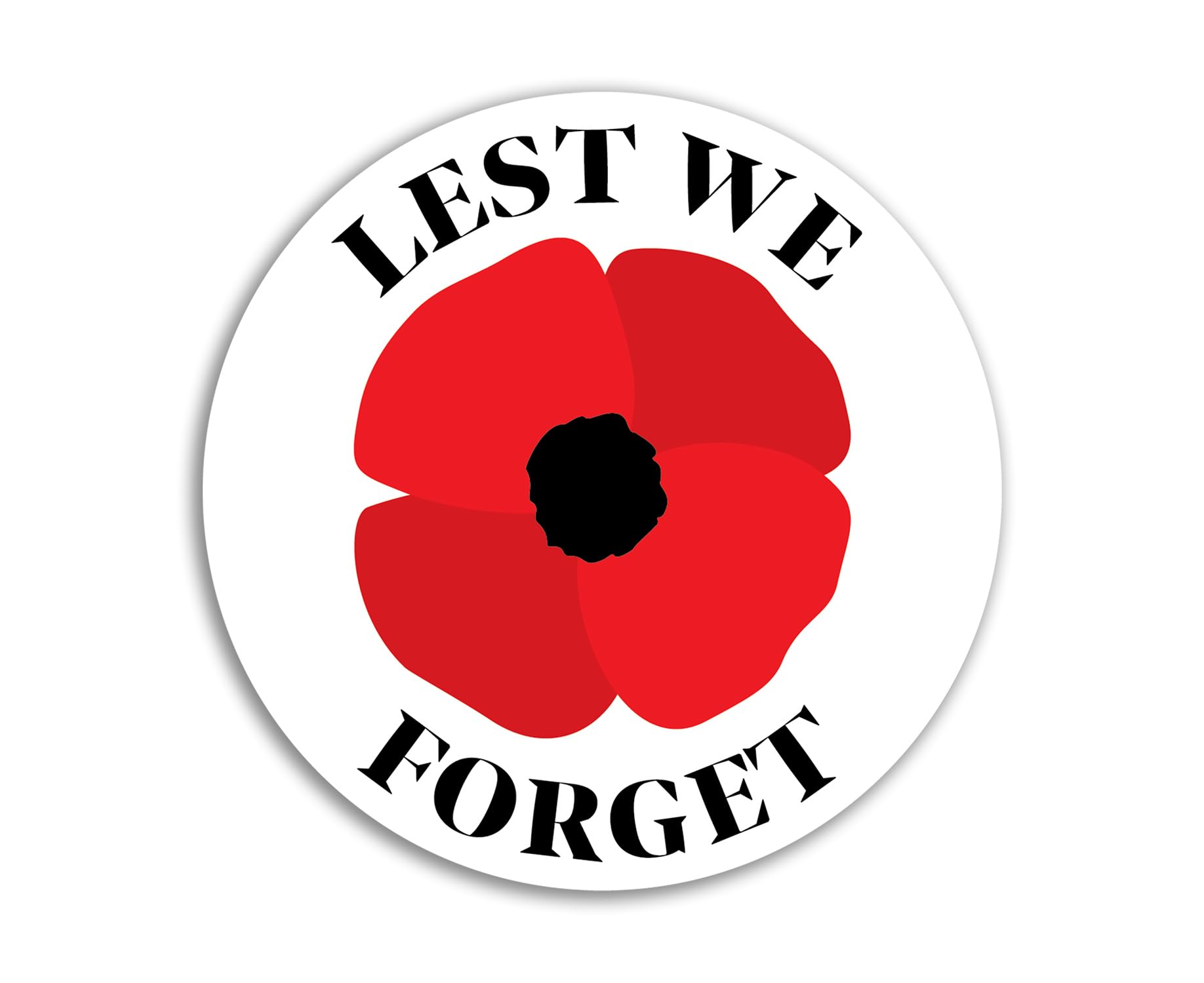 2 x 10cm Lest We Forget Poppy Vinyl Stickers - Remembrance Day Memorial ...
