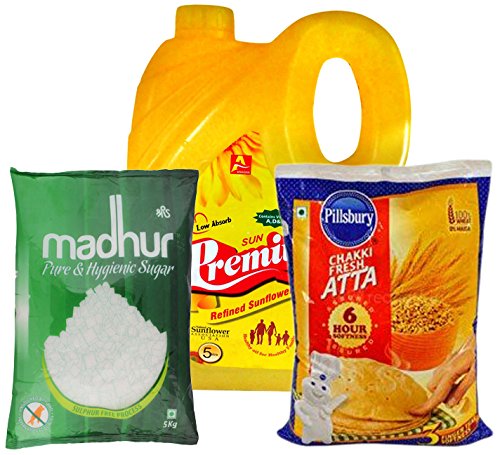Spar Combo - Pillsbury Chakki Fresh Atta, 5kg + Madhur Pure Sugar, 5kg ...