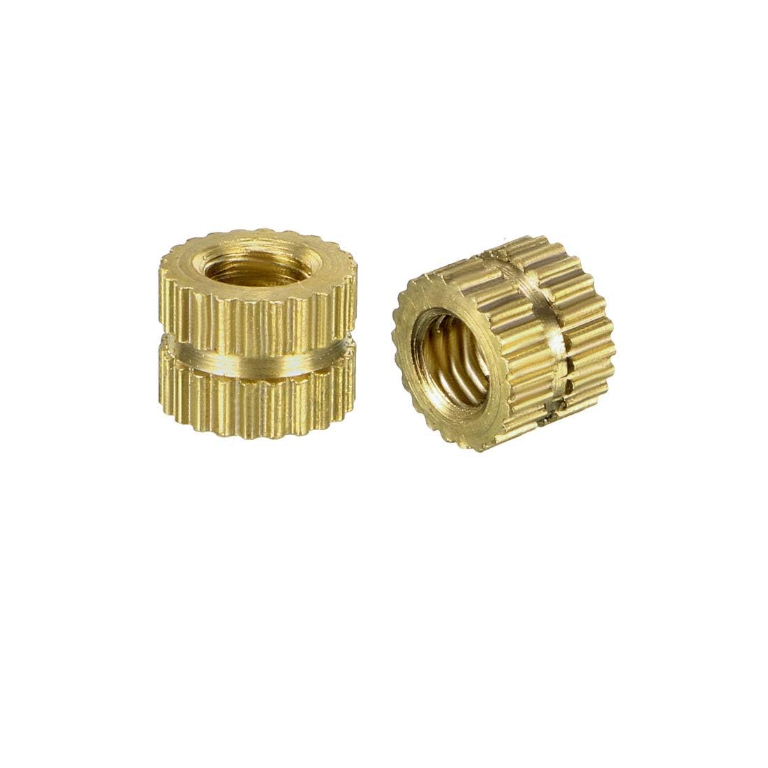 TOP-VIGOR 50Pcs Threaded Insert Knurled Nuts, M3 x 4mm x 5mm OD Brass ...