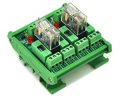 ELECTRONICS-SALON DIN Rail Mount Fused 2 DPDT 5A Power Relay Interface ...