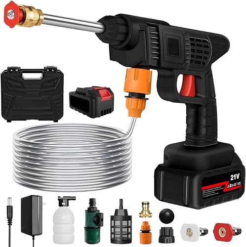 Veroflame Portable Cordless High-Pressure Car Washer with Battery ...