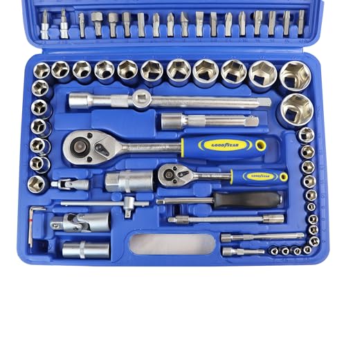 Goodyear 94 Pc Socket Set Professional Tool Kit Metric Ratchet Set ...