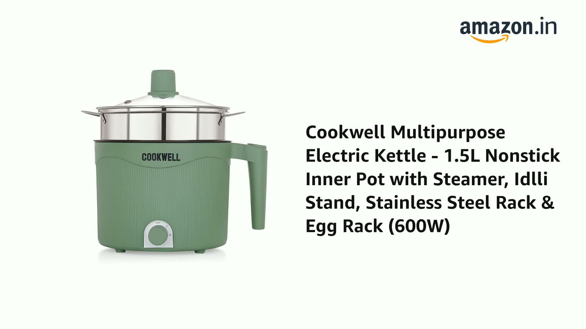 Watch Cookwell Multipurpose Electric Kettle - 1.5L Nonstick Inner Pot ...