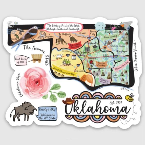 Amazon.com - Oklahoma Sticker USA State Decal for Wall, Laptop, Cell ...