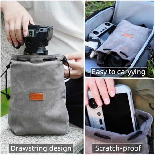 해외직구전문 쇼핑365 Grey Soft Camera Bag Compatible With DSLR Insert Handbag,Drawstring Storage Case ...