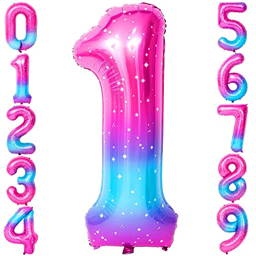 Snapklik.com : Giant Rainbow Number 1 Balloons - 40 Inch, Galaxy Number ...