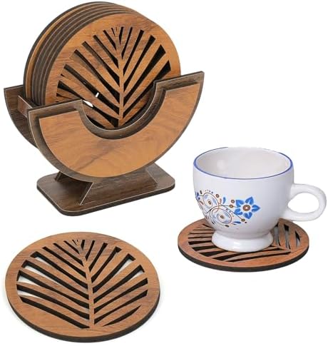 ExclusiveLane 'Circles of Wood' Wooden Coasters Set of 6 (Brown, Mango ...