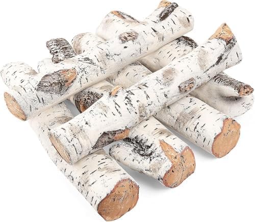 Amazon.com: Gas Fireplace Logs, Birch Logs 6pcs Fireplace Decor Fake ...