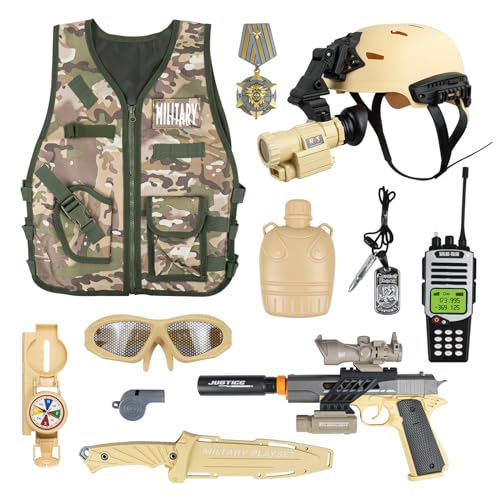 Snapklik.com : Kids Army Costume, 12 PCS Military Soldier Combat Dress ...