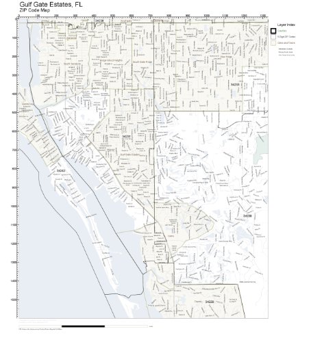 Amazon.com : ZIP Code Wall Map of Gulf Gate Estates, FL ZIP Code Map ...