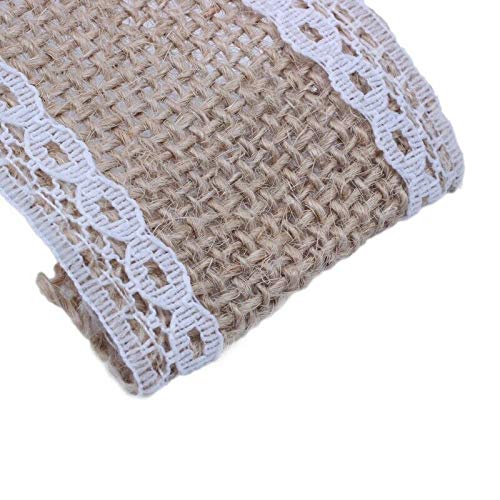 2X(2.5M Hemp Ribbon with Lace Trims Rustic Wedding Decor G J4W7 ...