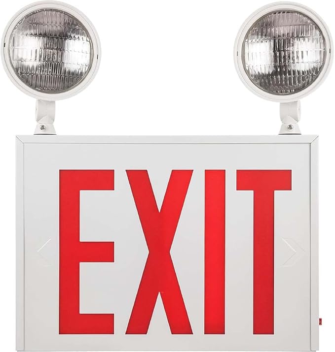 Sunlite 05275 LED Steel Exit Sign Combo, White Housing with Red ...