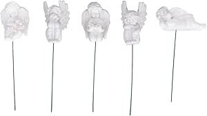 Amazon.com: 5 Pcs Cupid Figurine on Stick, Resin Miniature Angel ...
