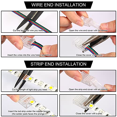 Snapklik.com : 20 Pack 4 Pin 10mm Solderless LED Strip Connector ...